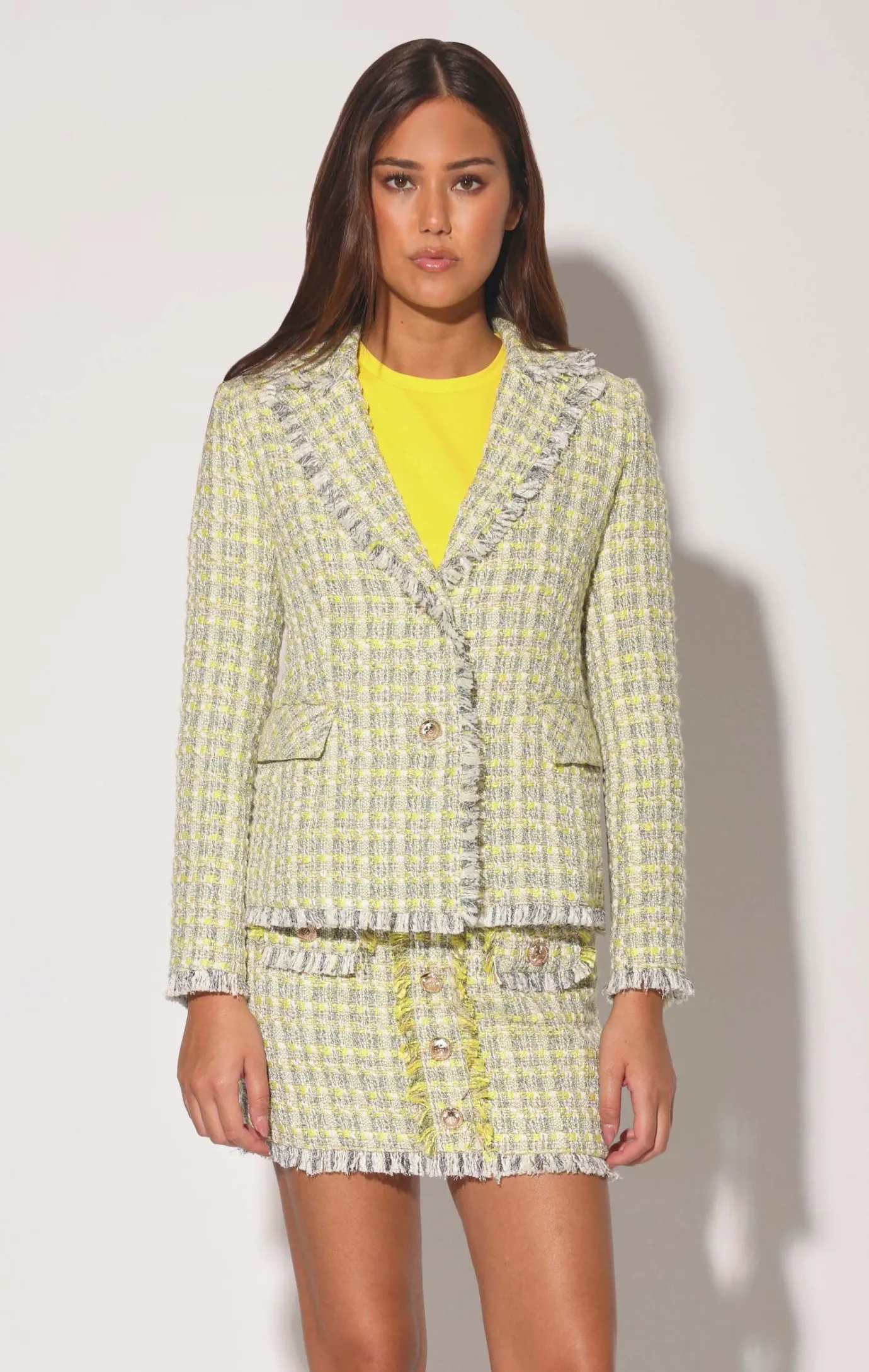 Walter Baker Damon Blazer, Malibu Yellow Tweed^Women Jackets - Laguna Dress